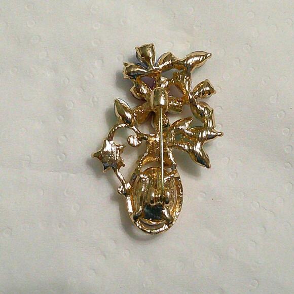 Jewelry | Dainty Faux Jewel Flower Vase Brooch Colorful Stones Cheerful ...